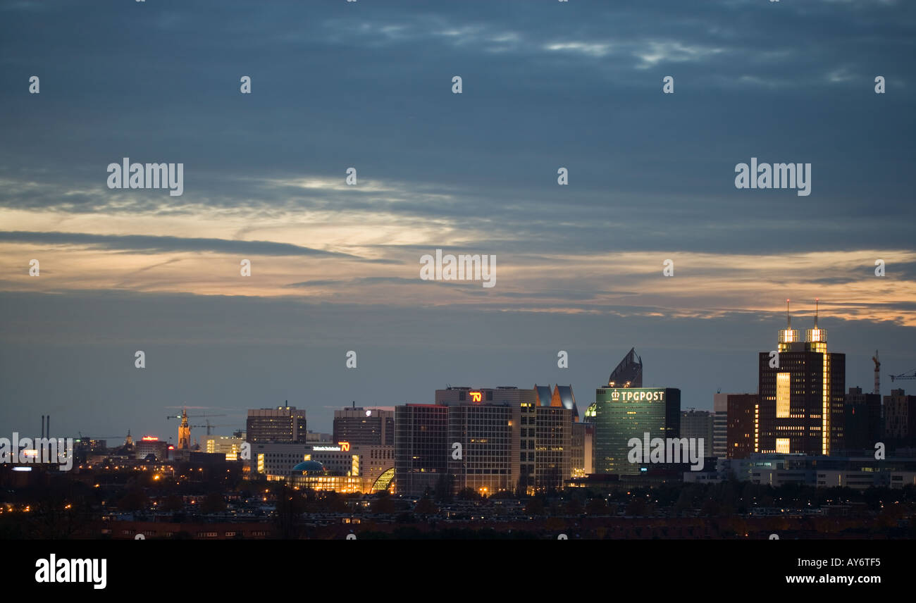 Den Haag The Hague central district Holland Netherlands Europe at night ...
