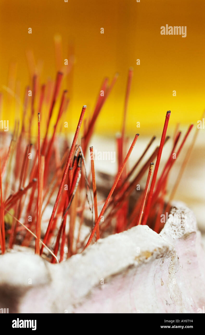 Lighted incense sticks at temple Stock Photo - Alamy