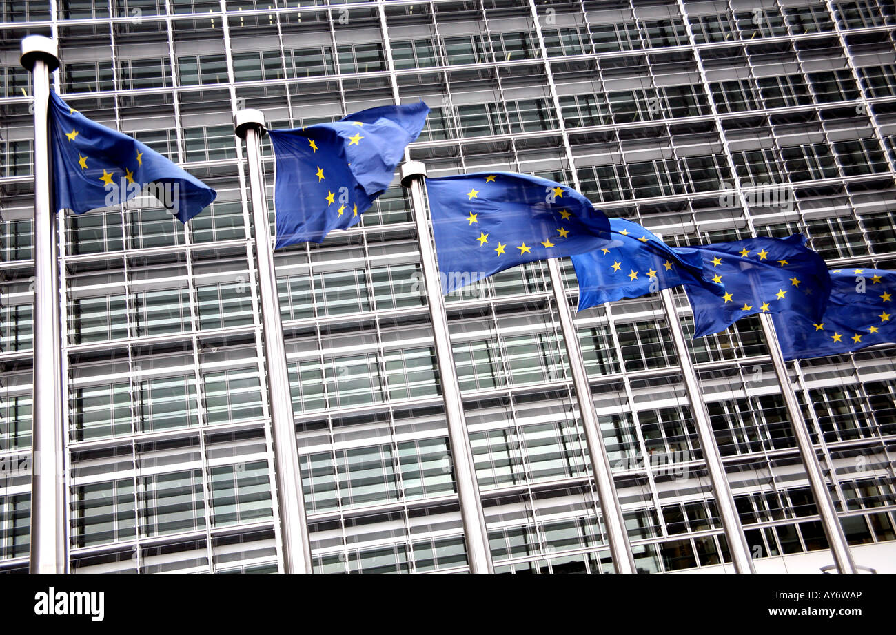 EC flags flying outside Berlaymont building in Brussels Stock Photo - Alamy