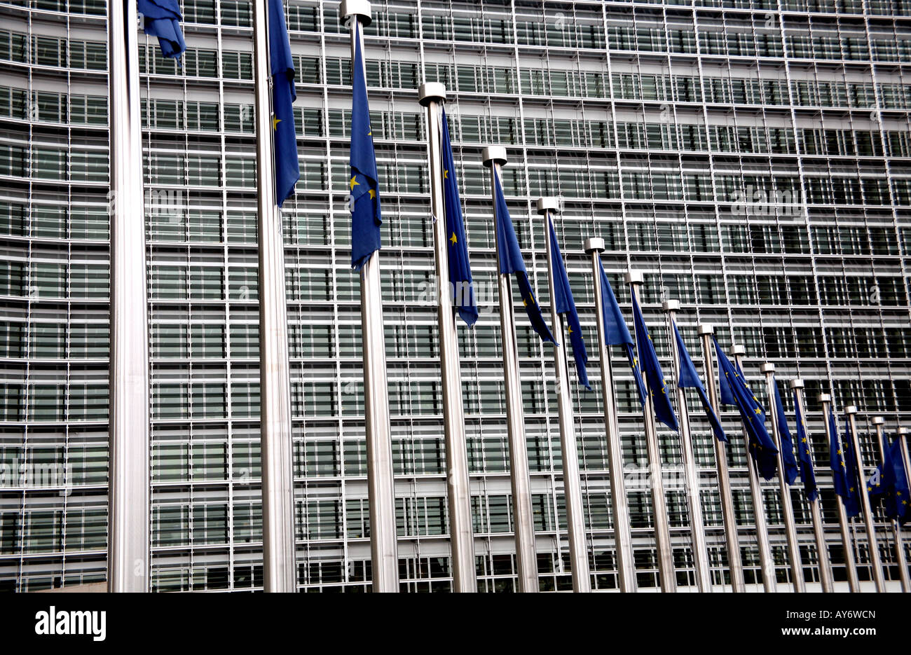 EU flags outside Berlaymont building in Brussels Stock Photo - Alamy