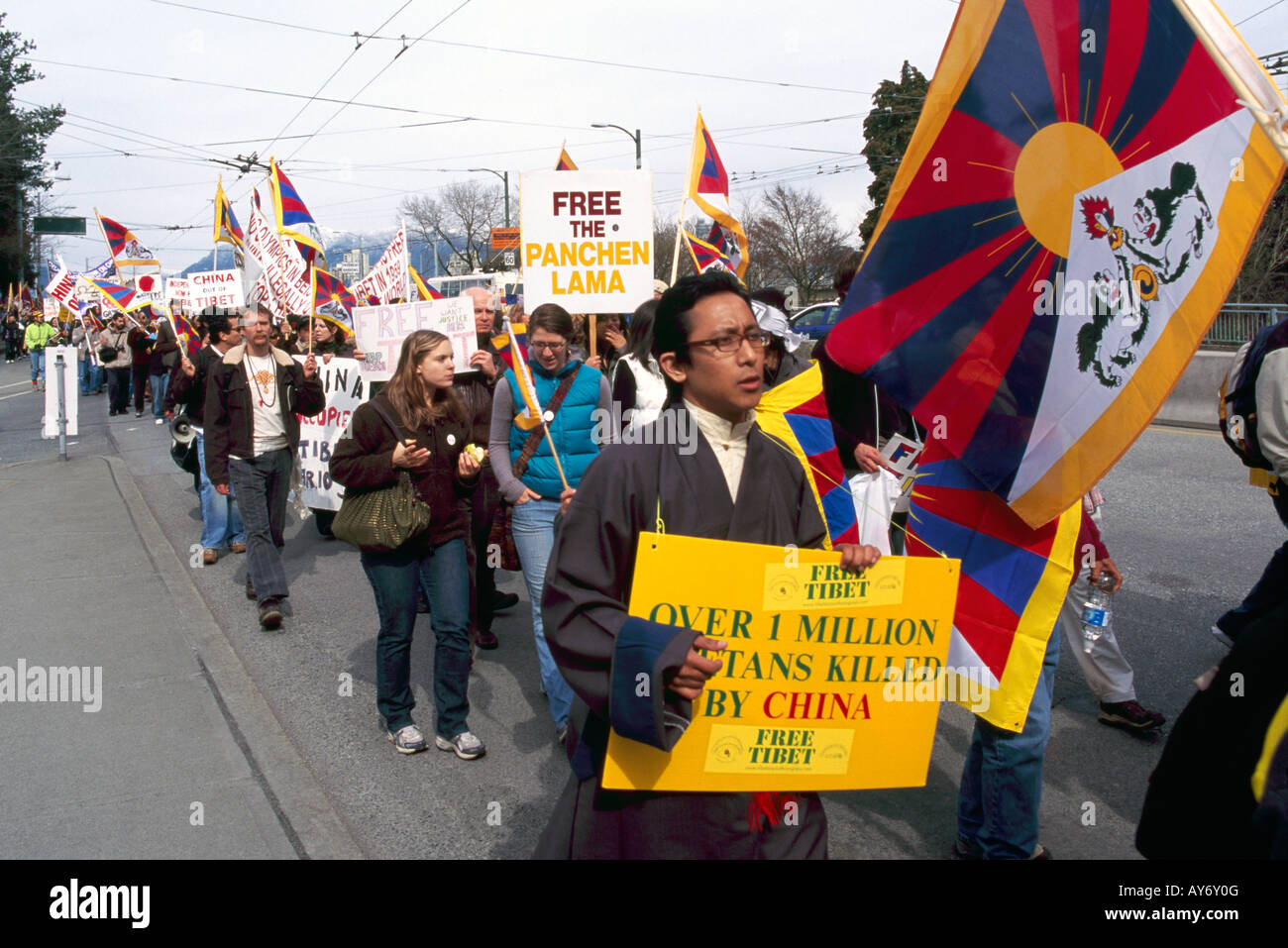 Peaceful "Free Tibet" Protest Demonstration held in Vancouver British ...