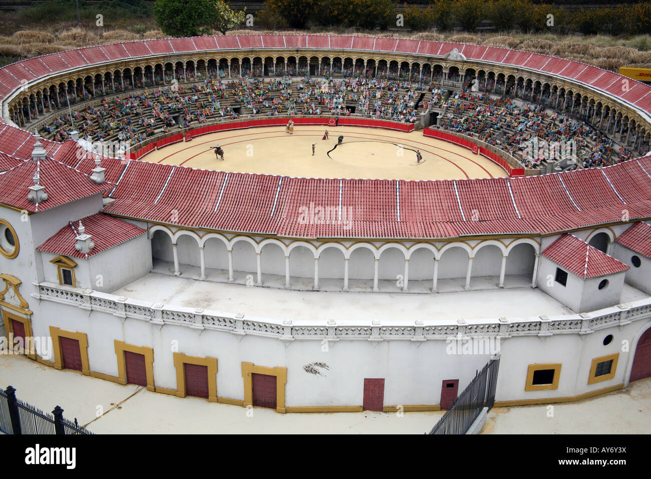 Spanish-style bullring in model village, Belgium Stock Photo - Alamy