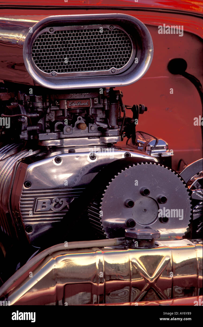 blower on carburetor of classic hot rod vintage car automobile Stock ...