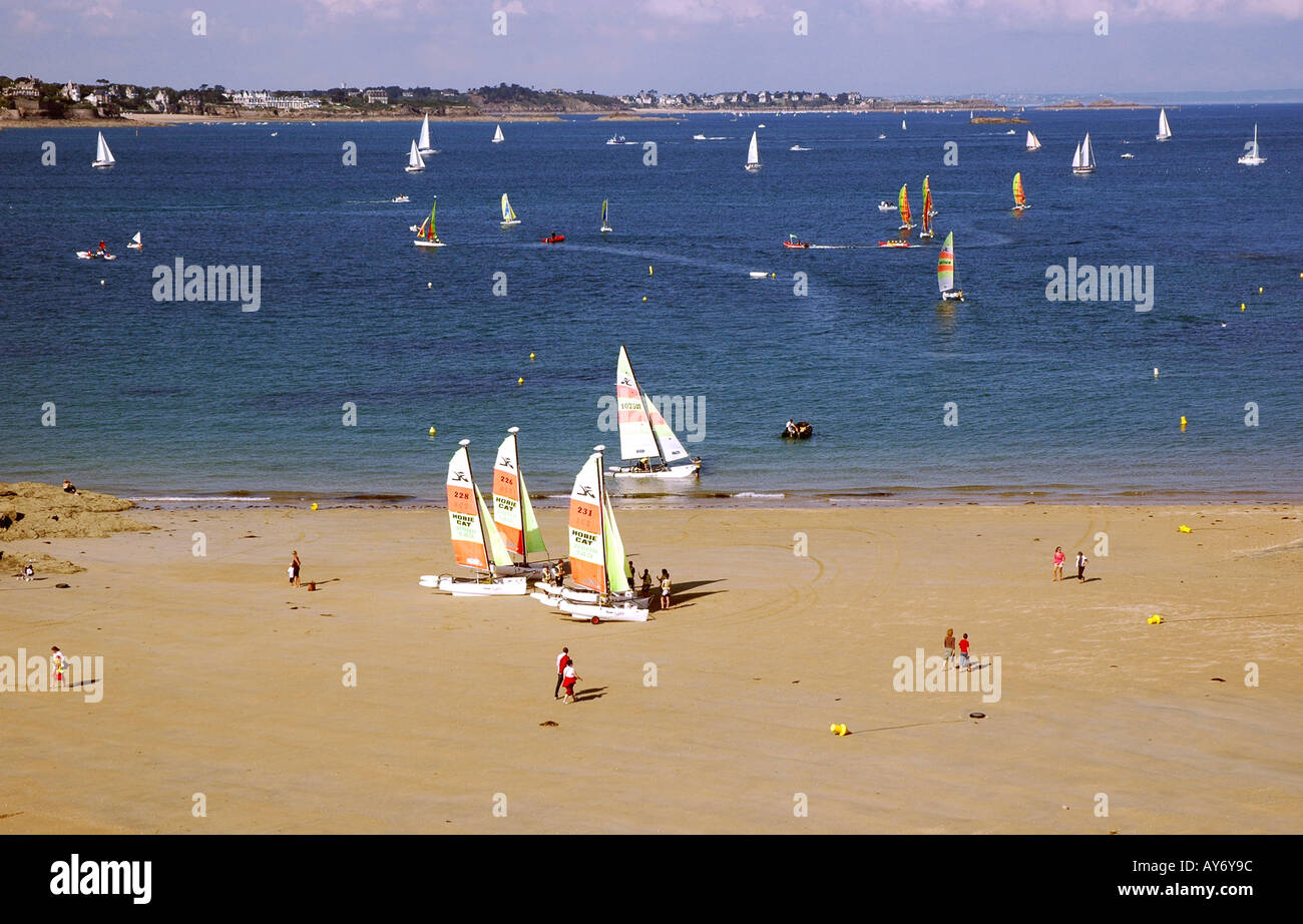 Colourful Sailing Boats on Beach of Saint Malo Sant Maloù Breton ...