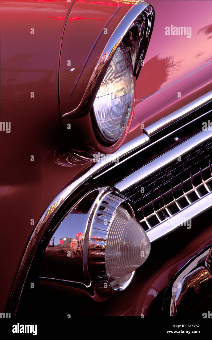 classic 56 Chevy car grill and headlight with chrome and candy red ...