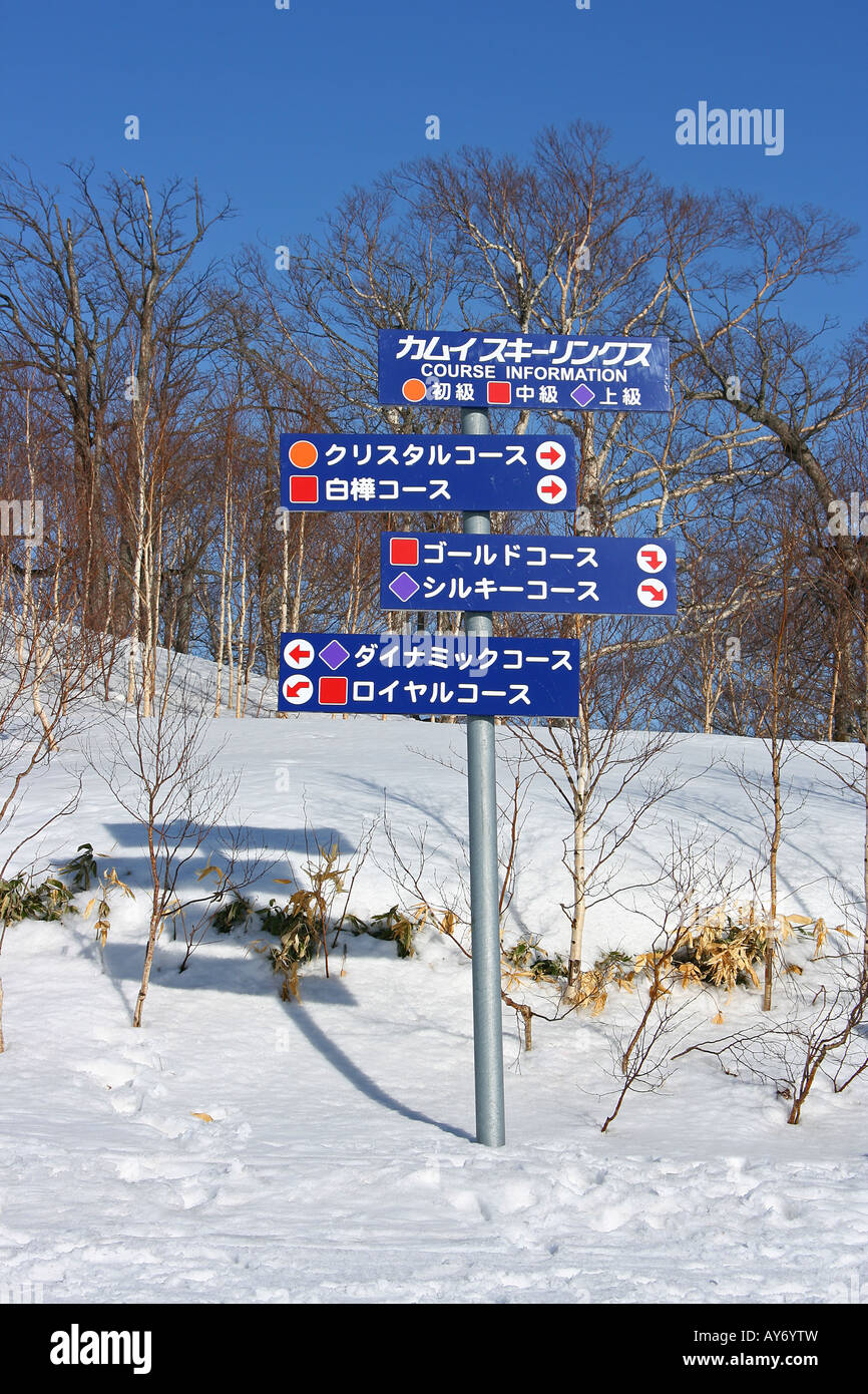 Signage in snow mountain Stock Photo - Alamy