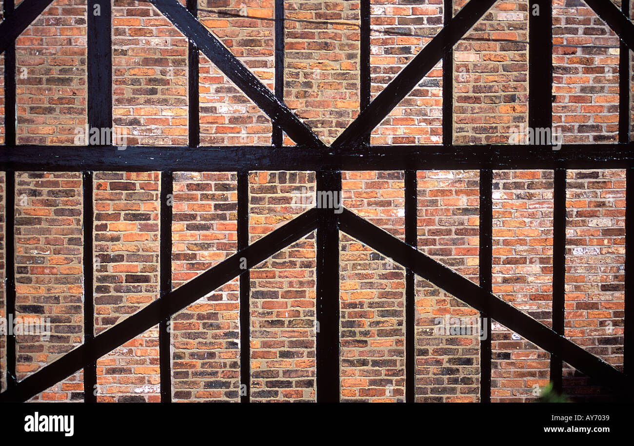 Traditional timber framed gable with brick noggin Northwich Cheshire UK ...