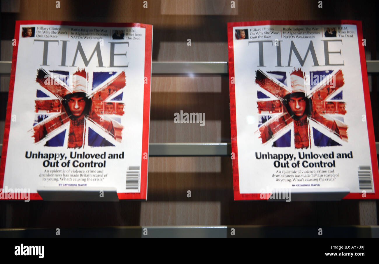 Time magazine cover with story about Britain's troubled youth Stock ...