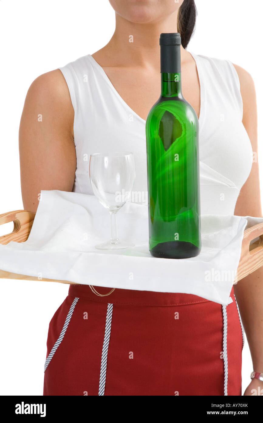Waitress Serving Wine Stock Photo - Alamy