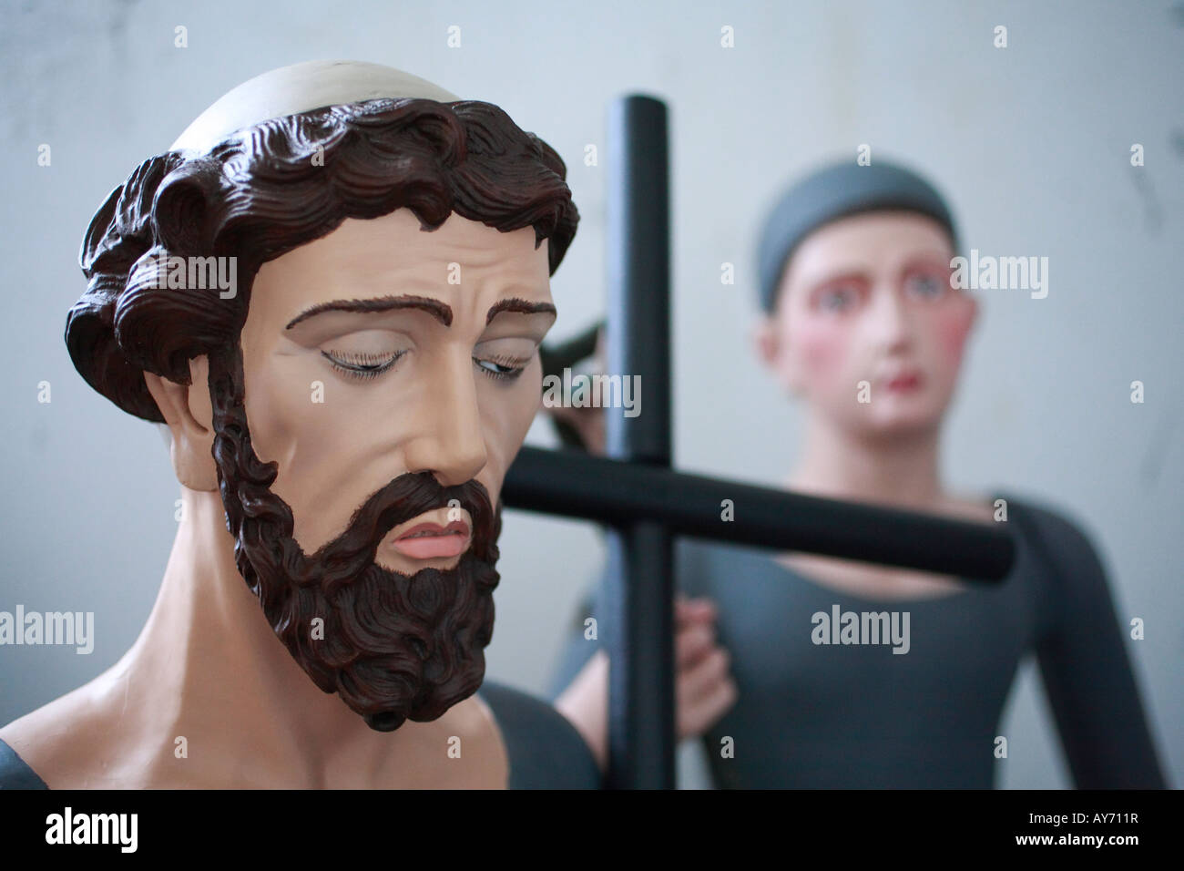 Closeup of the face of a catholic saint Stock Photo - Alamy