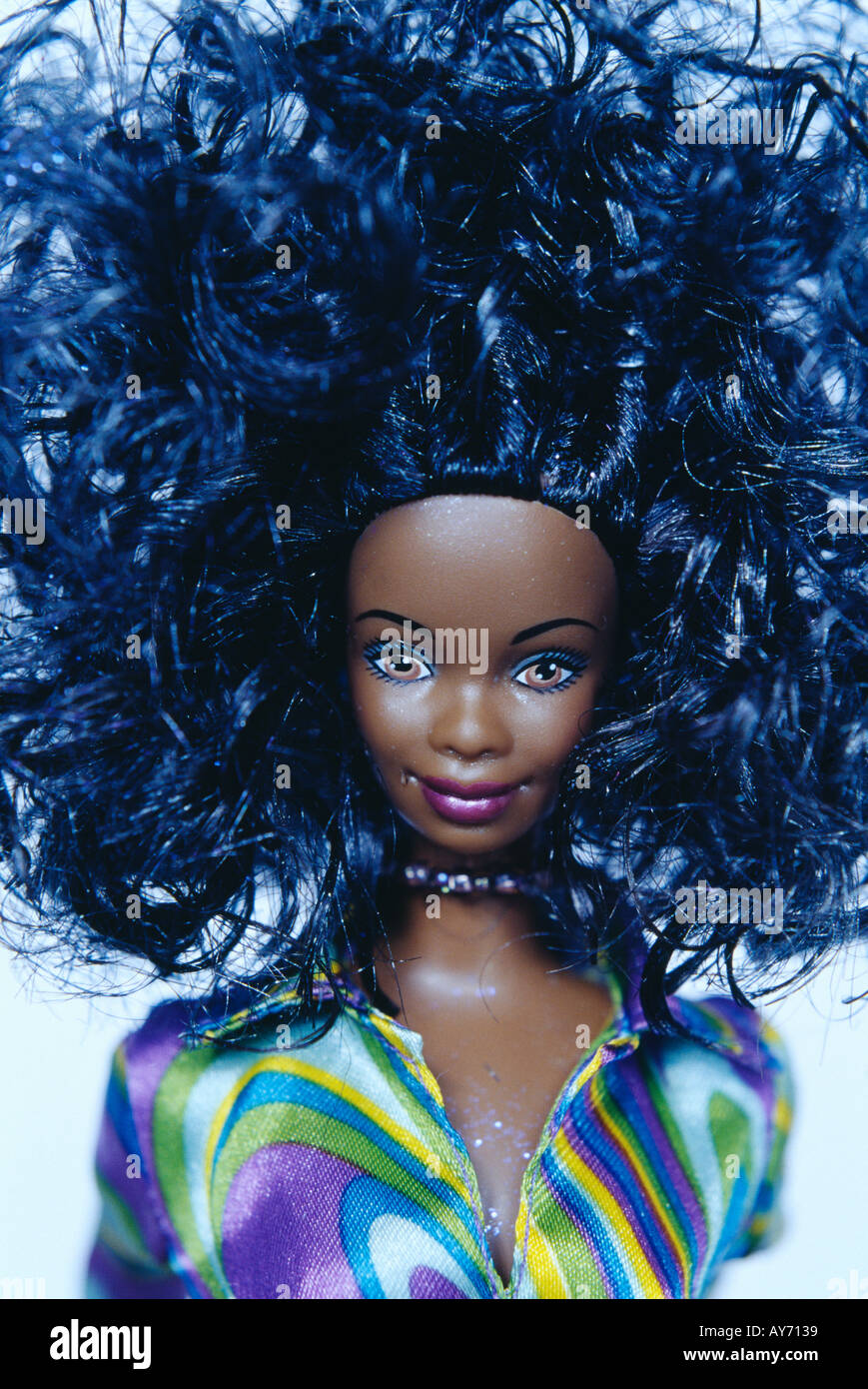 Black Barbie doll with wild hairstyle Stock Photo - Alamy