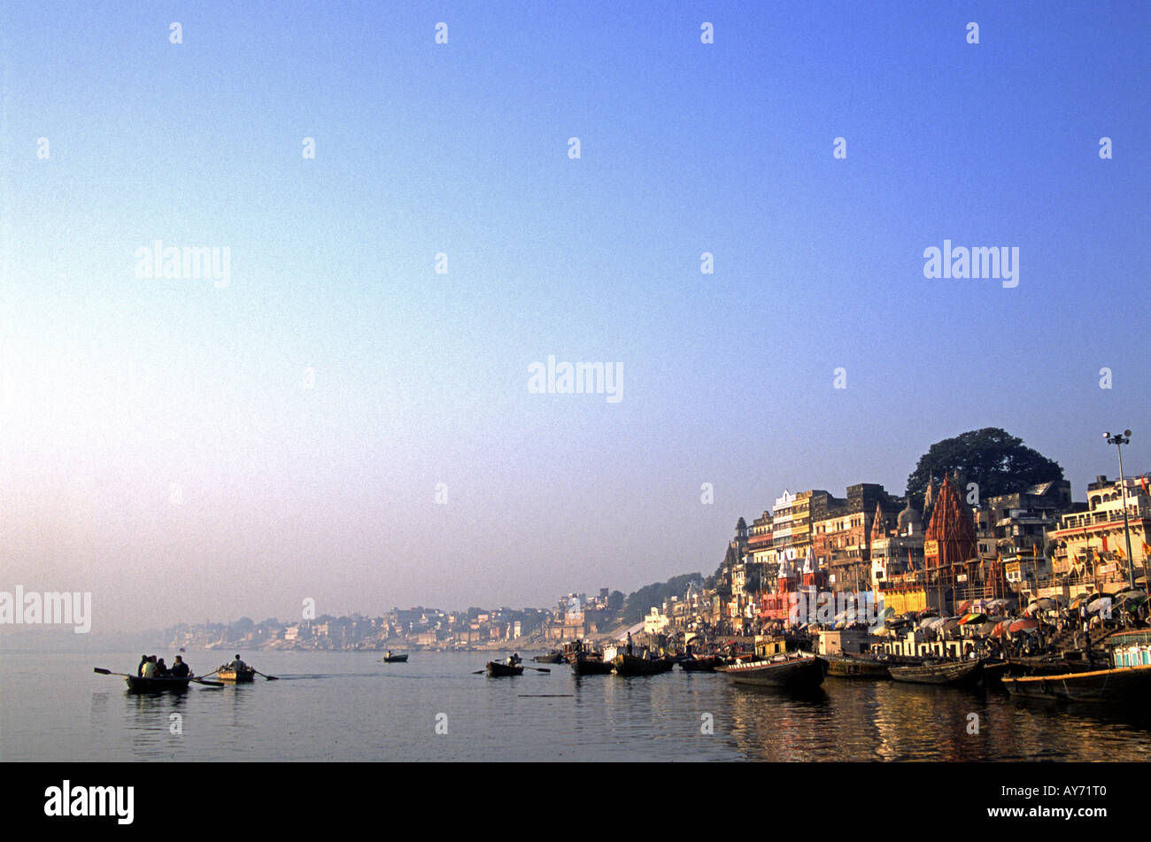 Varanasi and the sacred River Ganges Uttar Pradesh state India Stock ...