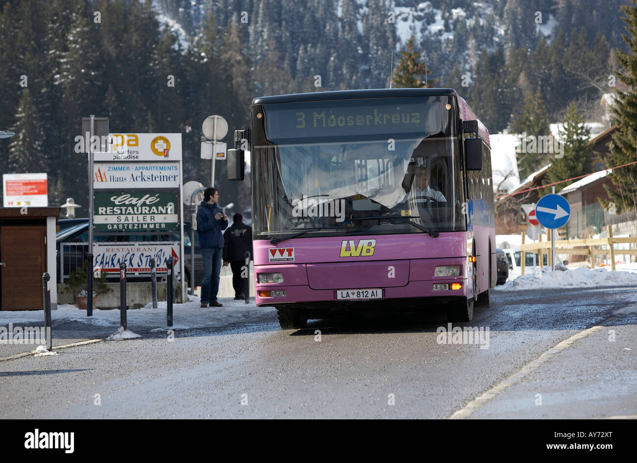 Public Bus, in Alpine town of Saint Anton, Austria Stock Photo - Alamy