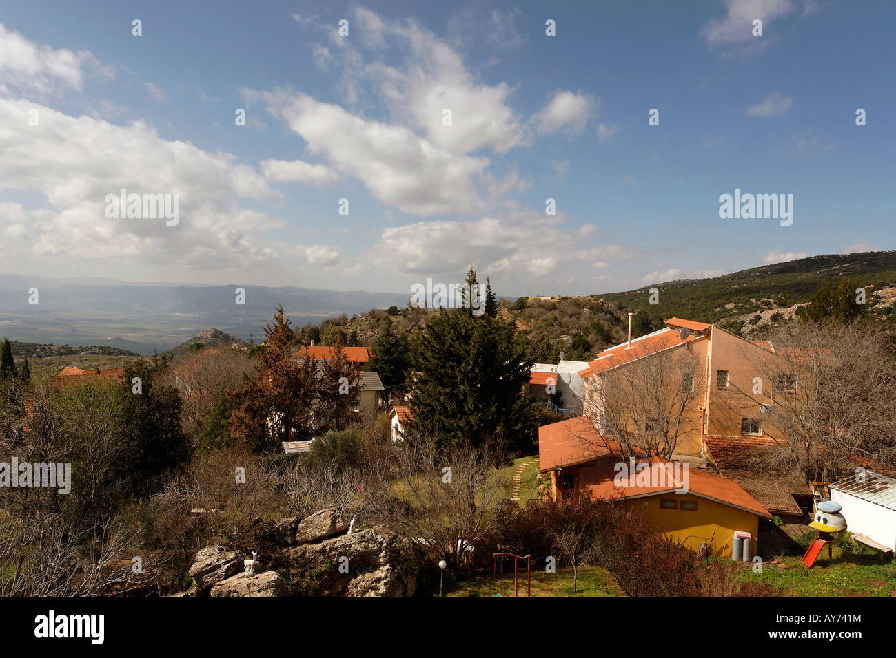 The Golan Heights Moshav Neve Ativ at the foothill of Mount Hermon ...