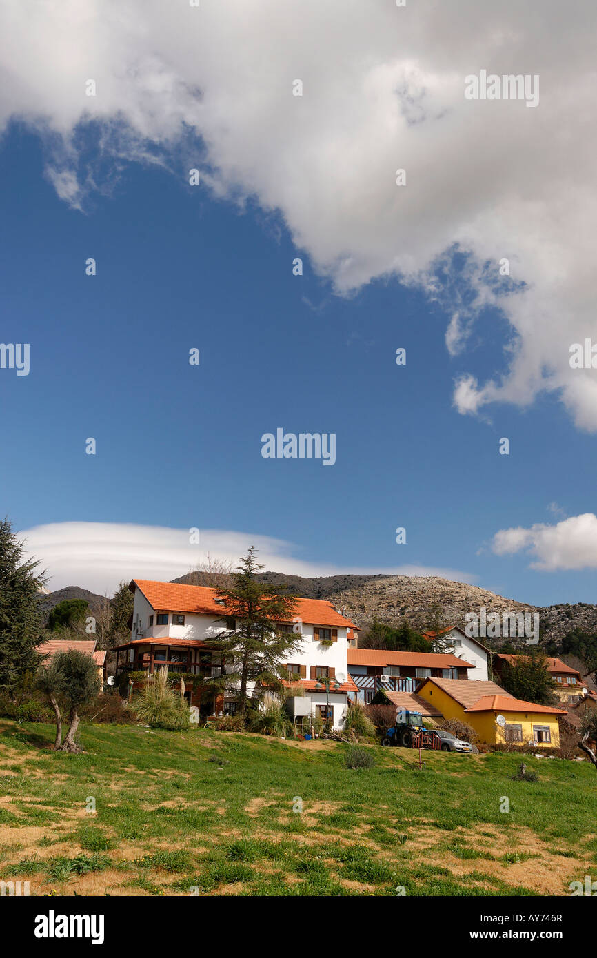 The Golan Heights Moshav Neve Ativ at the foothill of Mount Hermon ...