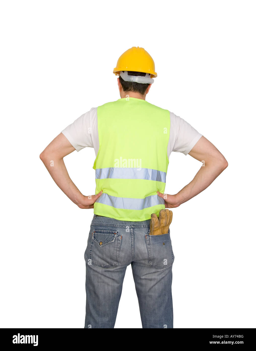 Construction worker isolated on white background Stock Photo - Alamy
