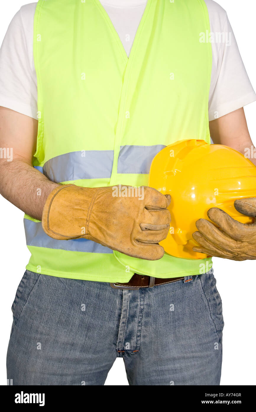 Construction worker isolated on white background Stock Photo - Alamy