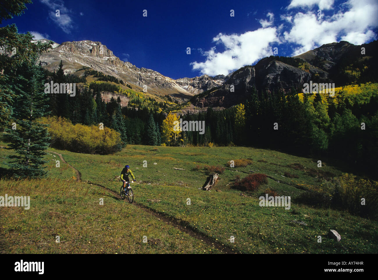 man mountain biking near telluride colorado Stock Photo - Alamy