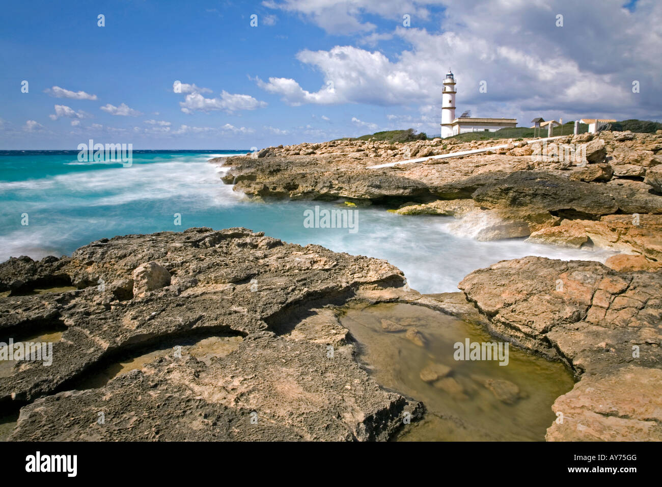 Lighthouse.Cap Salines.Mallorca Island.Spain Stock Photo - Alamy