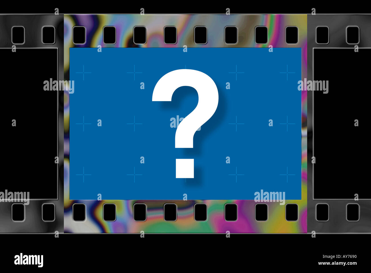 What goes here Blue screen with a question mark Stock Photo - Alamy