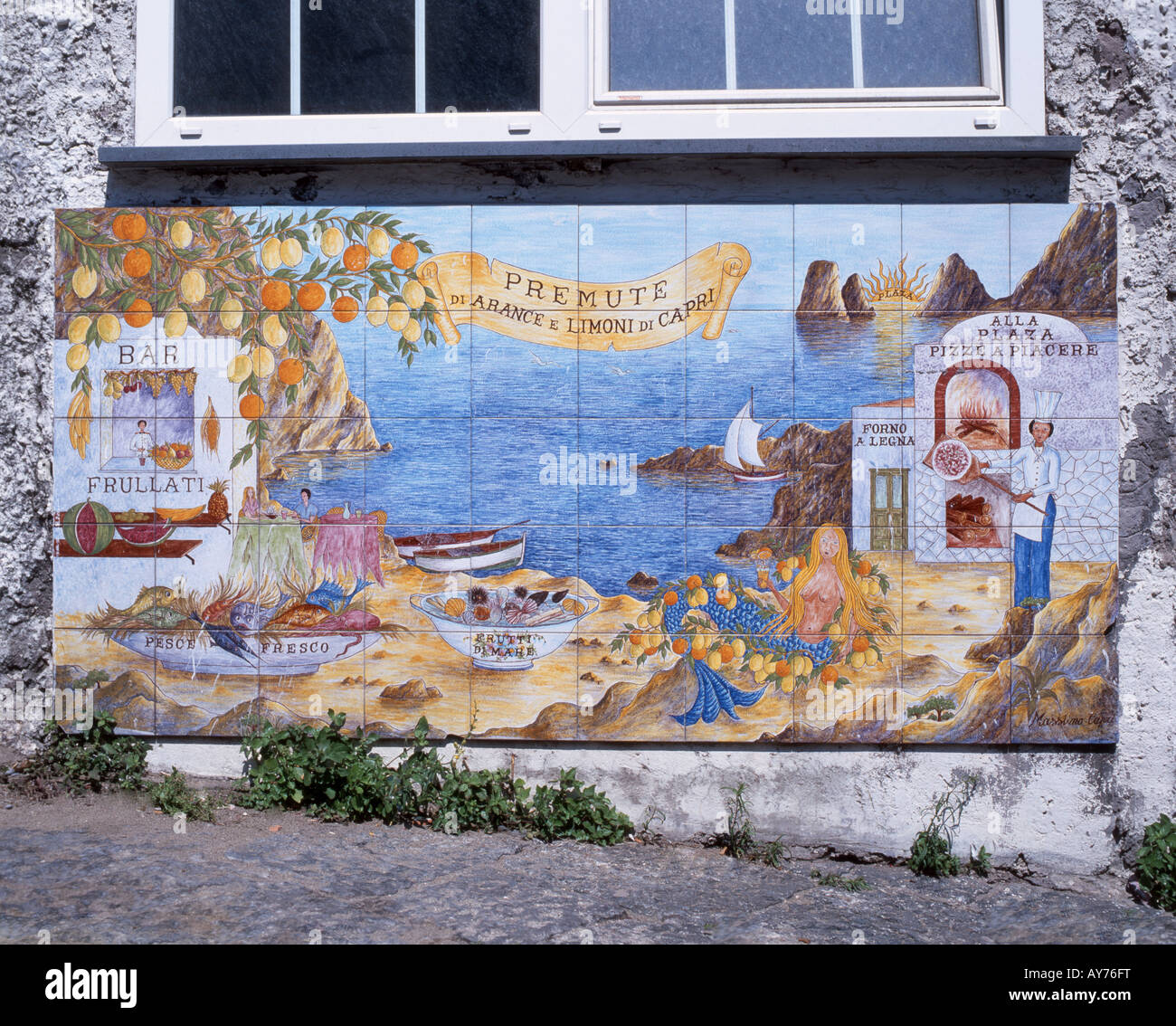 Ceramic seafood restaurant sign, Marina Grande, Isle of Capri ...