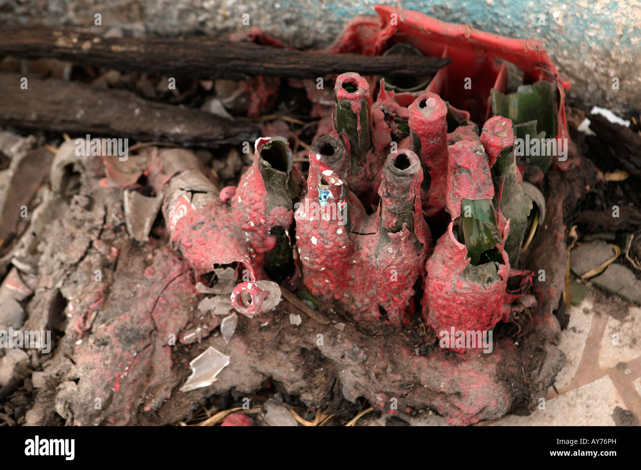 burnt and damaged coke bottles The Gambia Stock Photo - Alamy