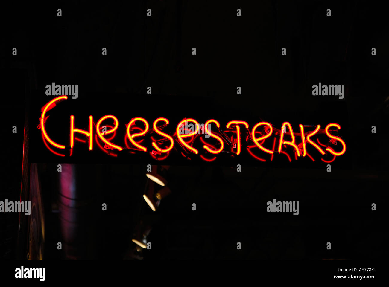 Neon sign in a Philadelphia sandwich shop advertiises Philly ...