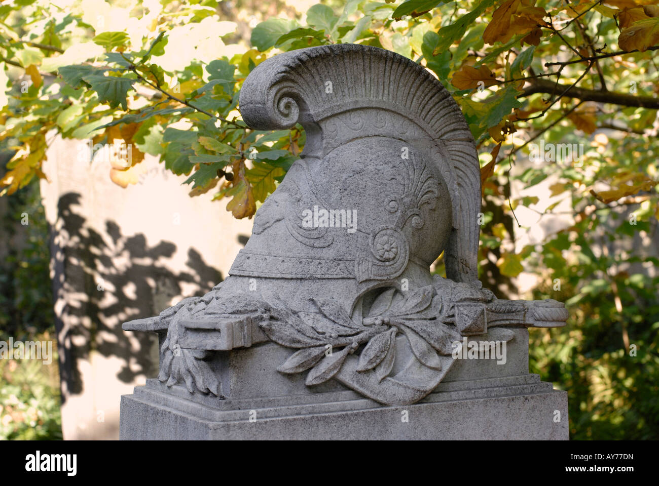 Sculpture of helmet on Jewish cemetery in Poland Stock Photo - Alamy