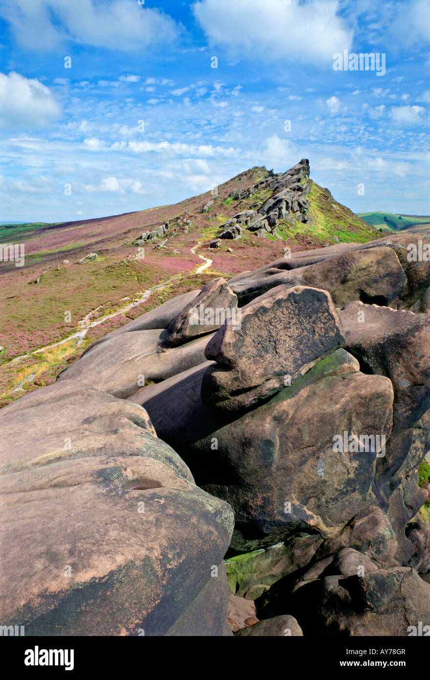 Ramshaw Rocks gritstone escarpment. Peak District National Park near ...