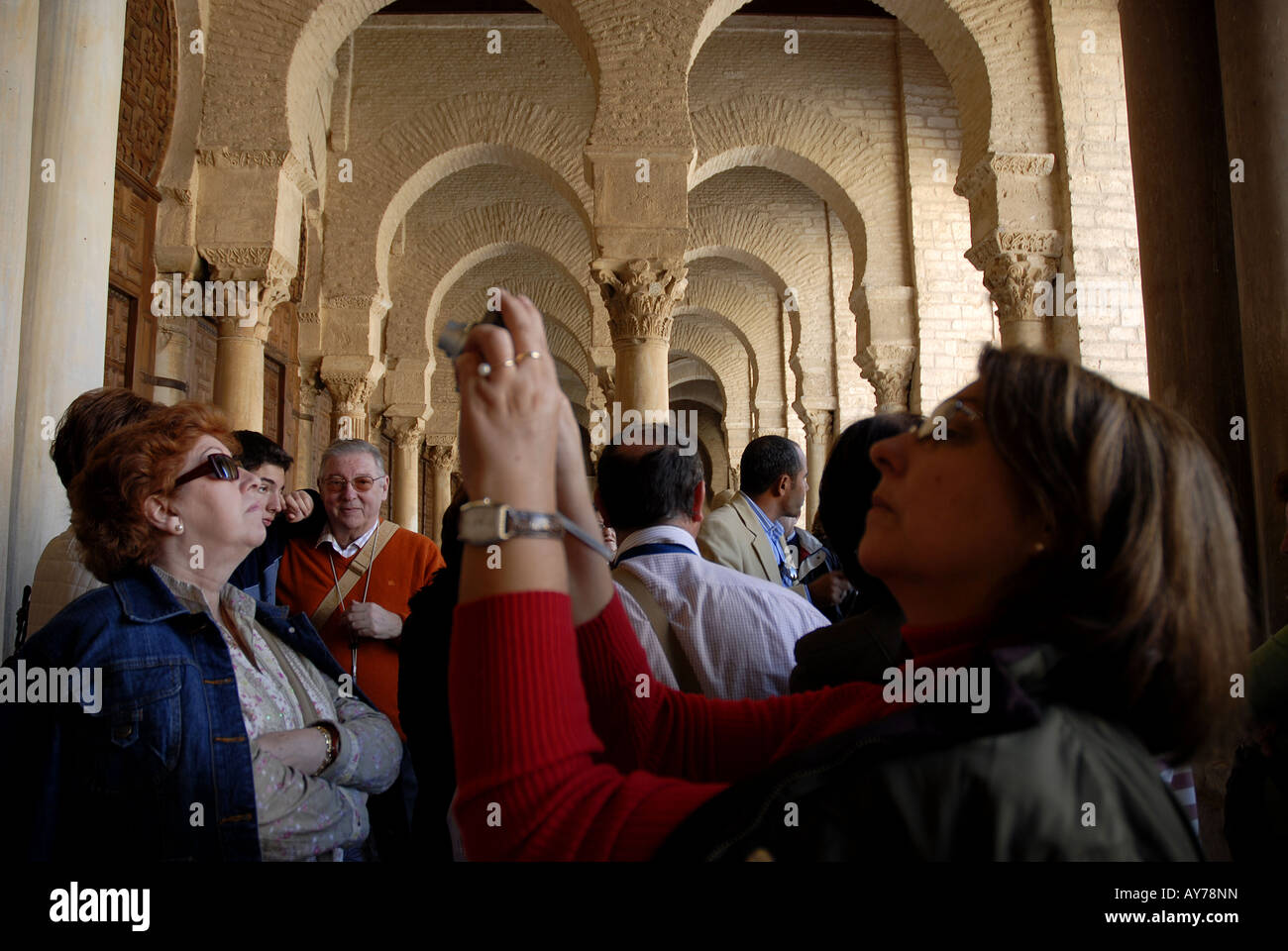 Tourists in Great Mosque or Sidi Oqba Mosque Kairouan Tunisia Stock ...
