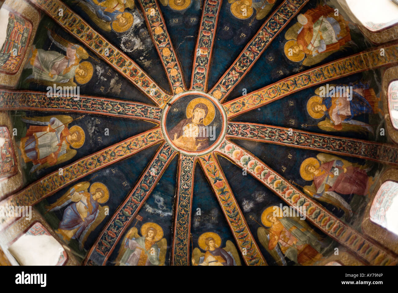 Mary and the Christ The Virgin and child Winged angels surround this ...