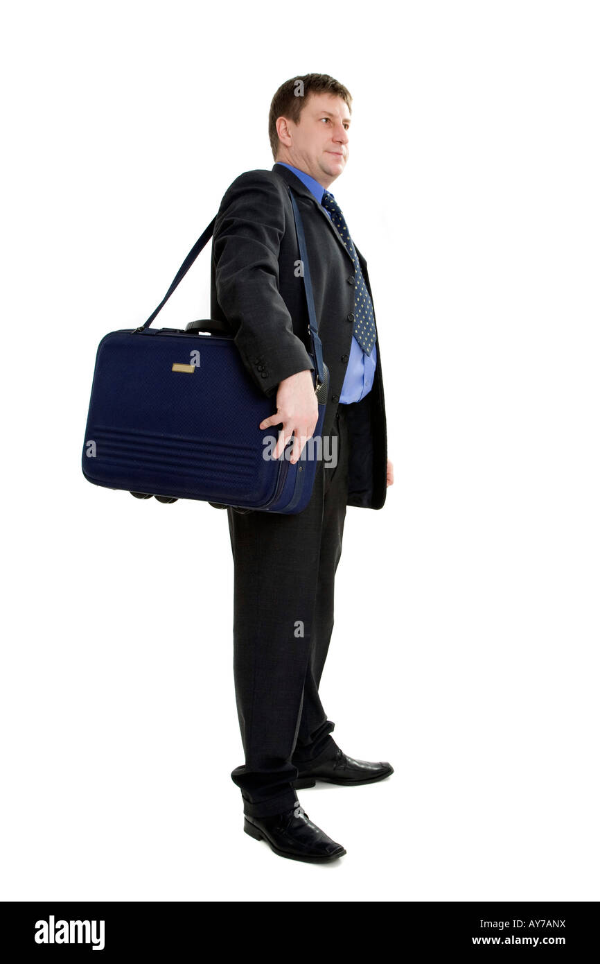 Businessmen with blue suitcase Stock Photo - Alamy