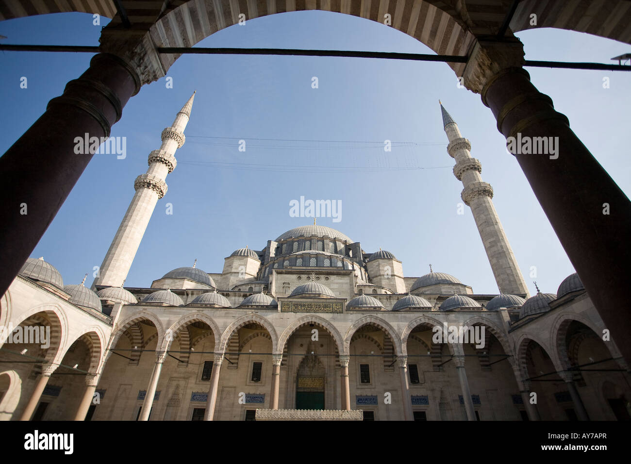 Suleyman Mosque from the Courtyard The courtyard of the the great ...