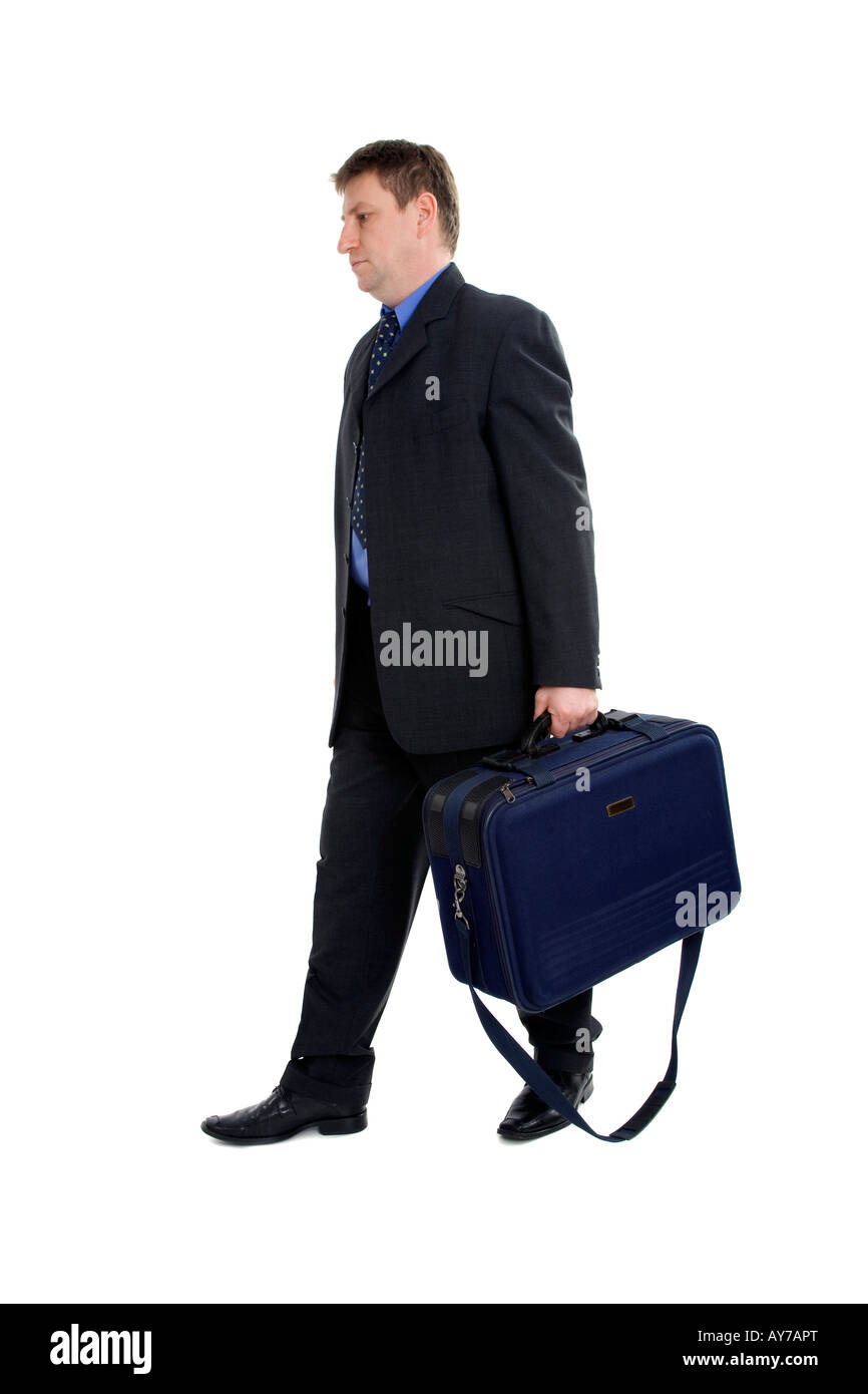 Businessmen with blue suitcase Stock Photo - Alamy