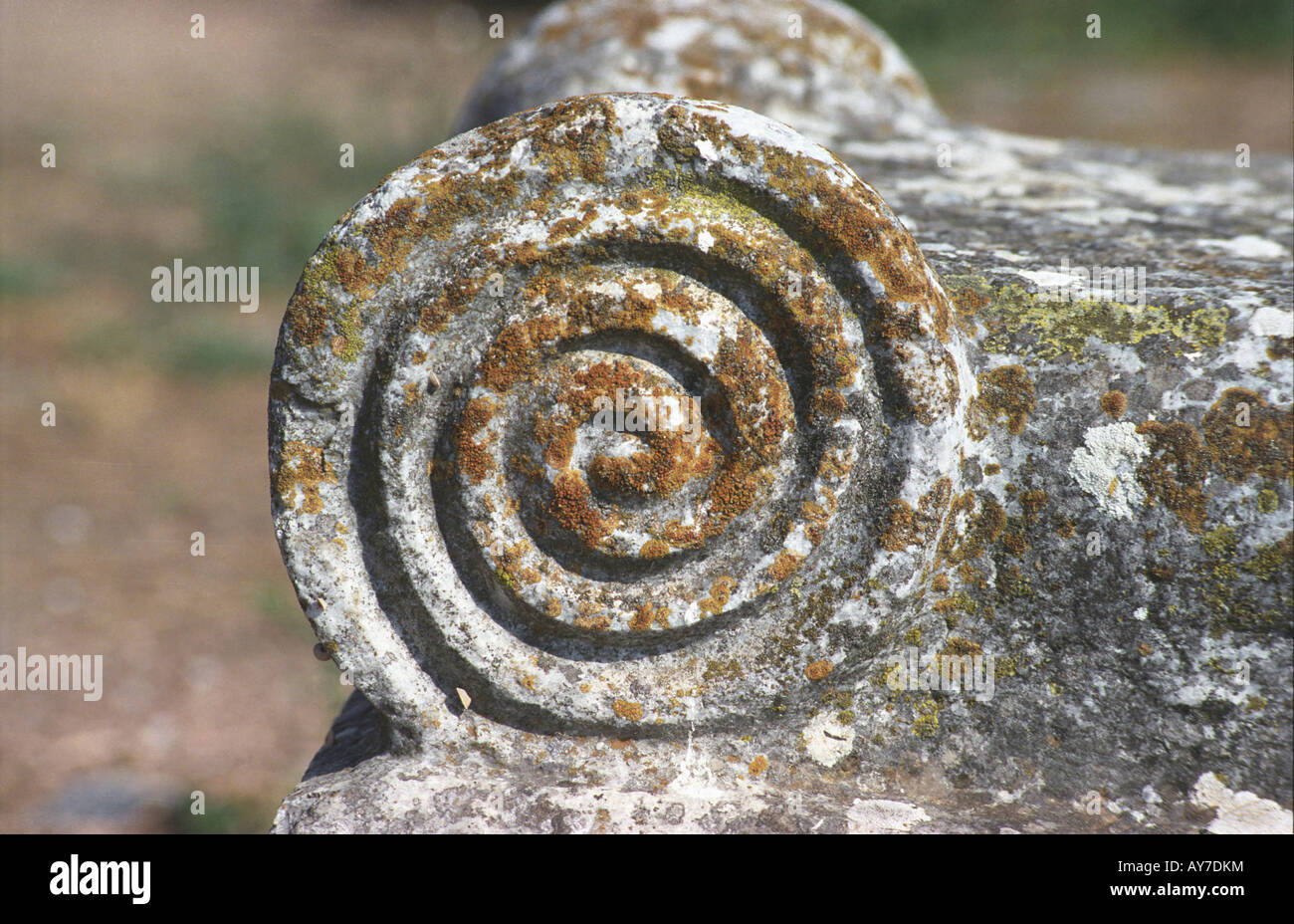 Spiral excavation detail at antique place Philippi Stock Photo - Alamy