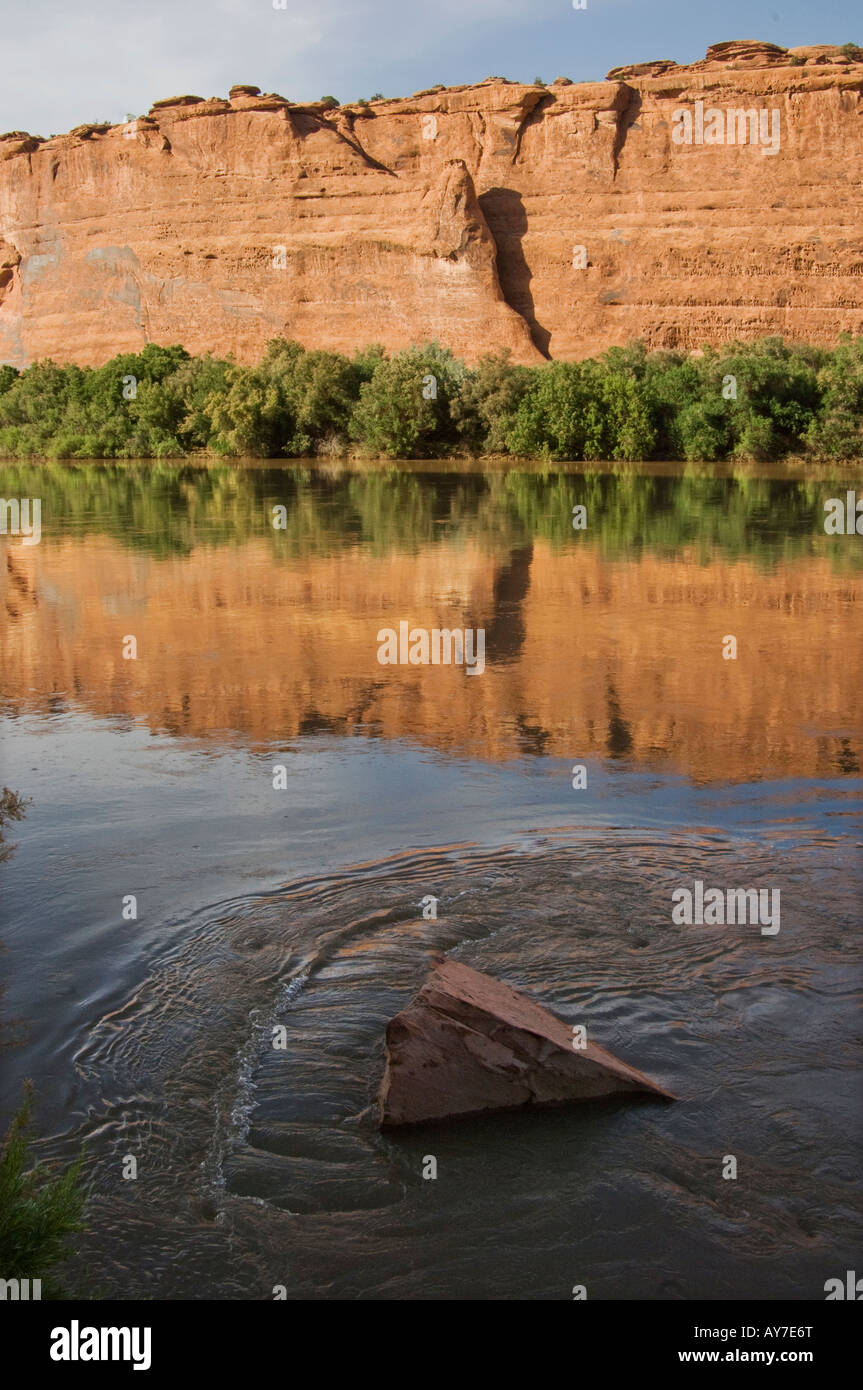 Colorado River from the Potash Road, with Navajo Sandstone Stock Photo ...