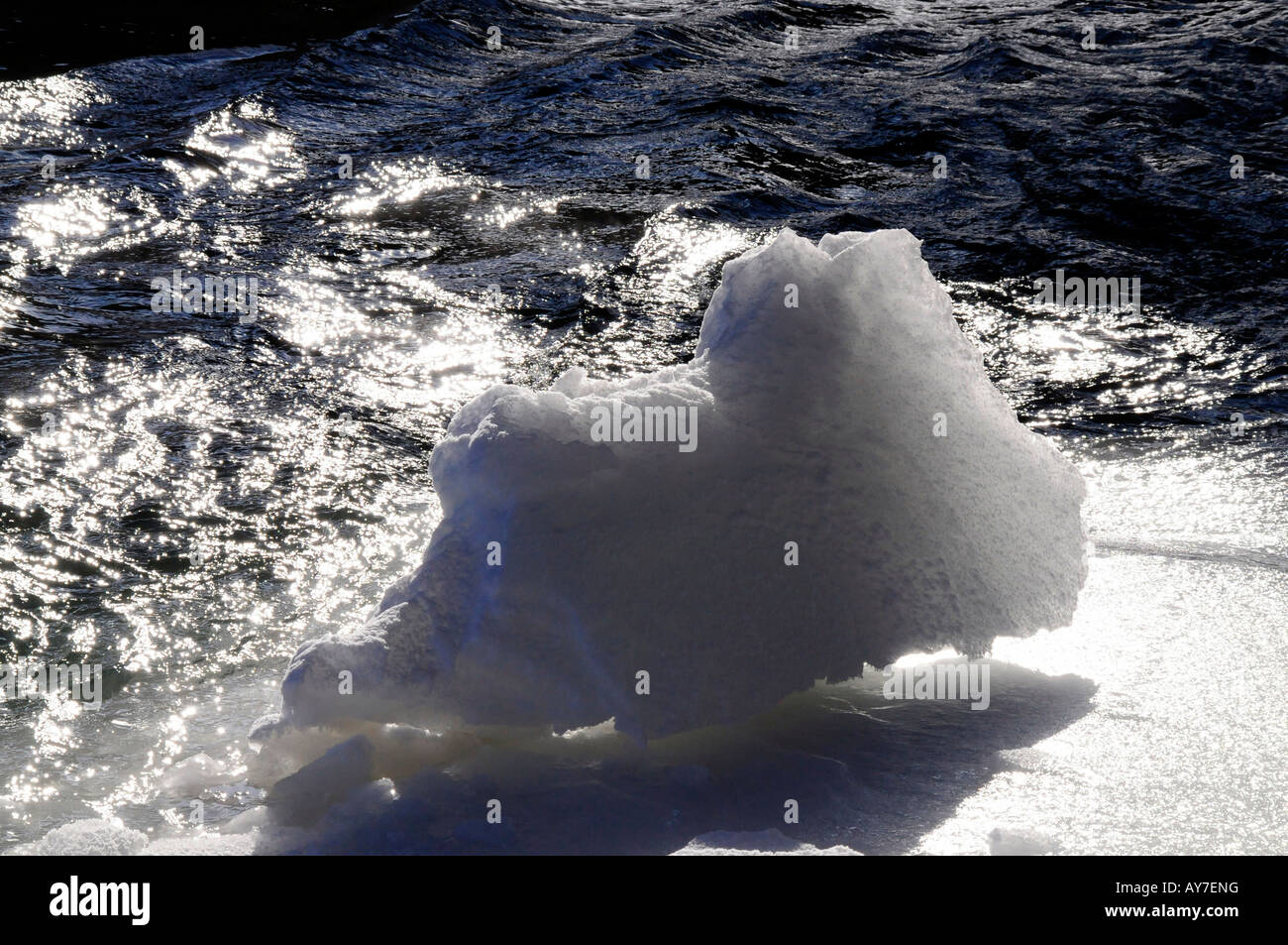 A majestic cut of river ice, on Calgary's beautiful Bow river. Winters ...