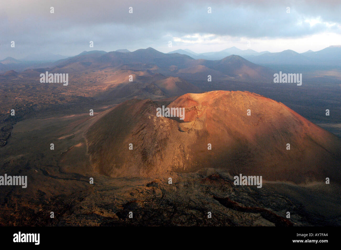 Fire mountain volcanoes of Timanfaya national park in Lanzarote Stock ...