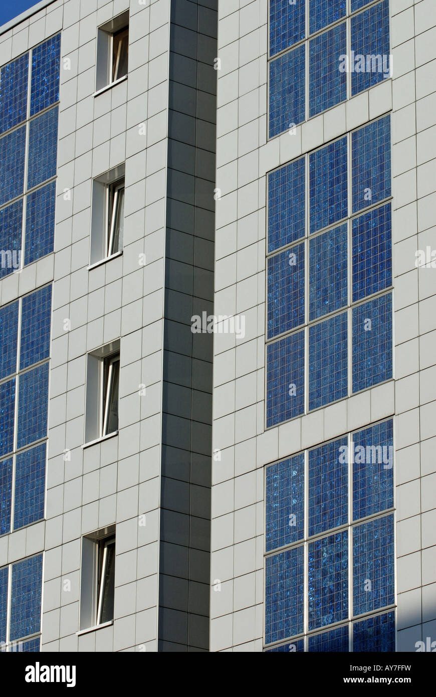 Solar panels on an social housing apartment block, Bocklemund, Cologne ...