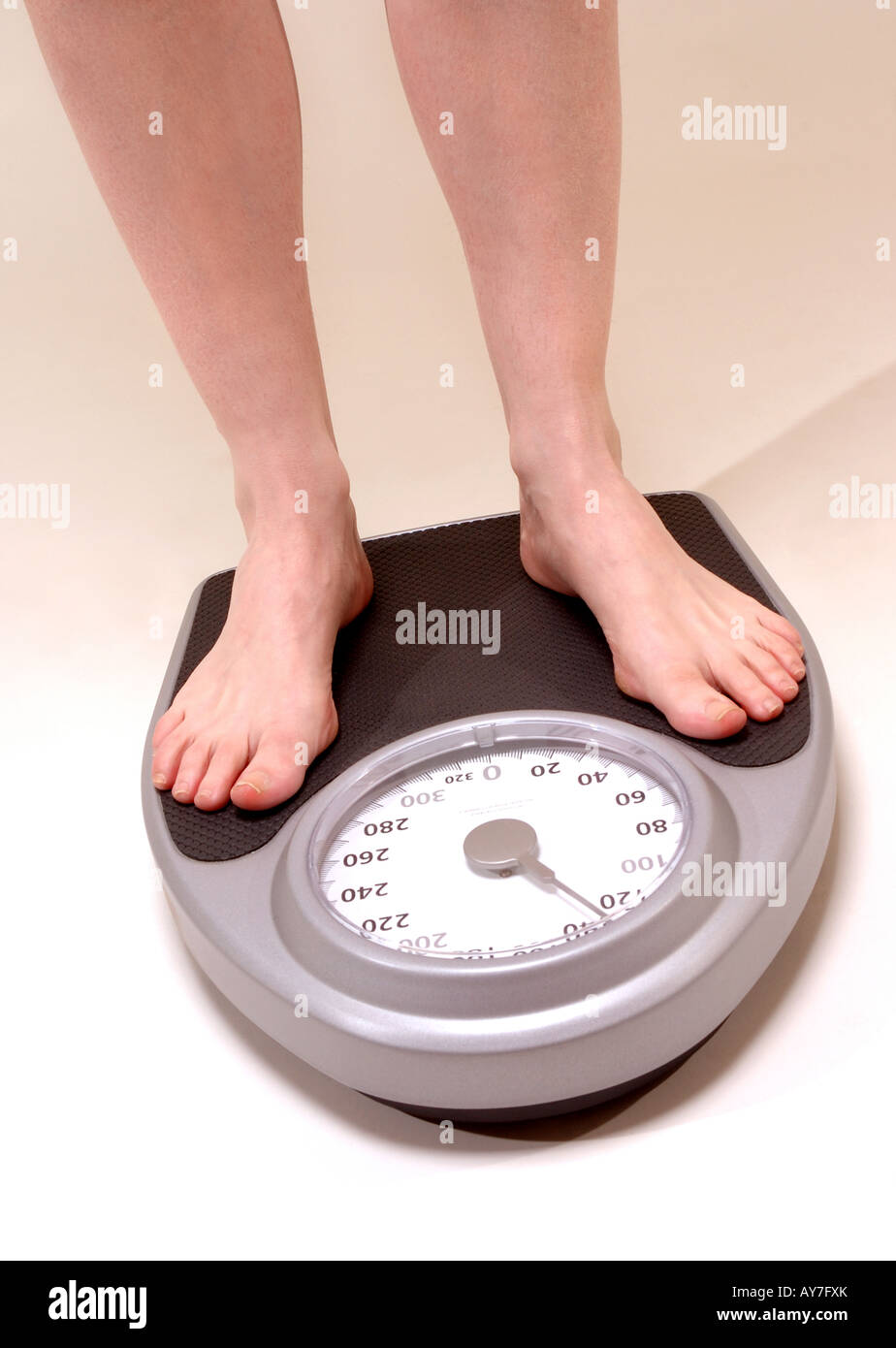Female Weight Check Stock Photo - Alamy