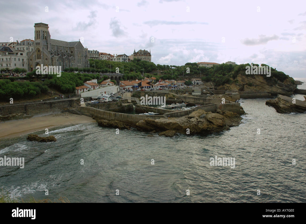 Panoramic View of Grande Plage Biarritz Aquitaine Golfe de Gascogne Bay ...