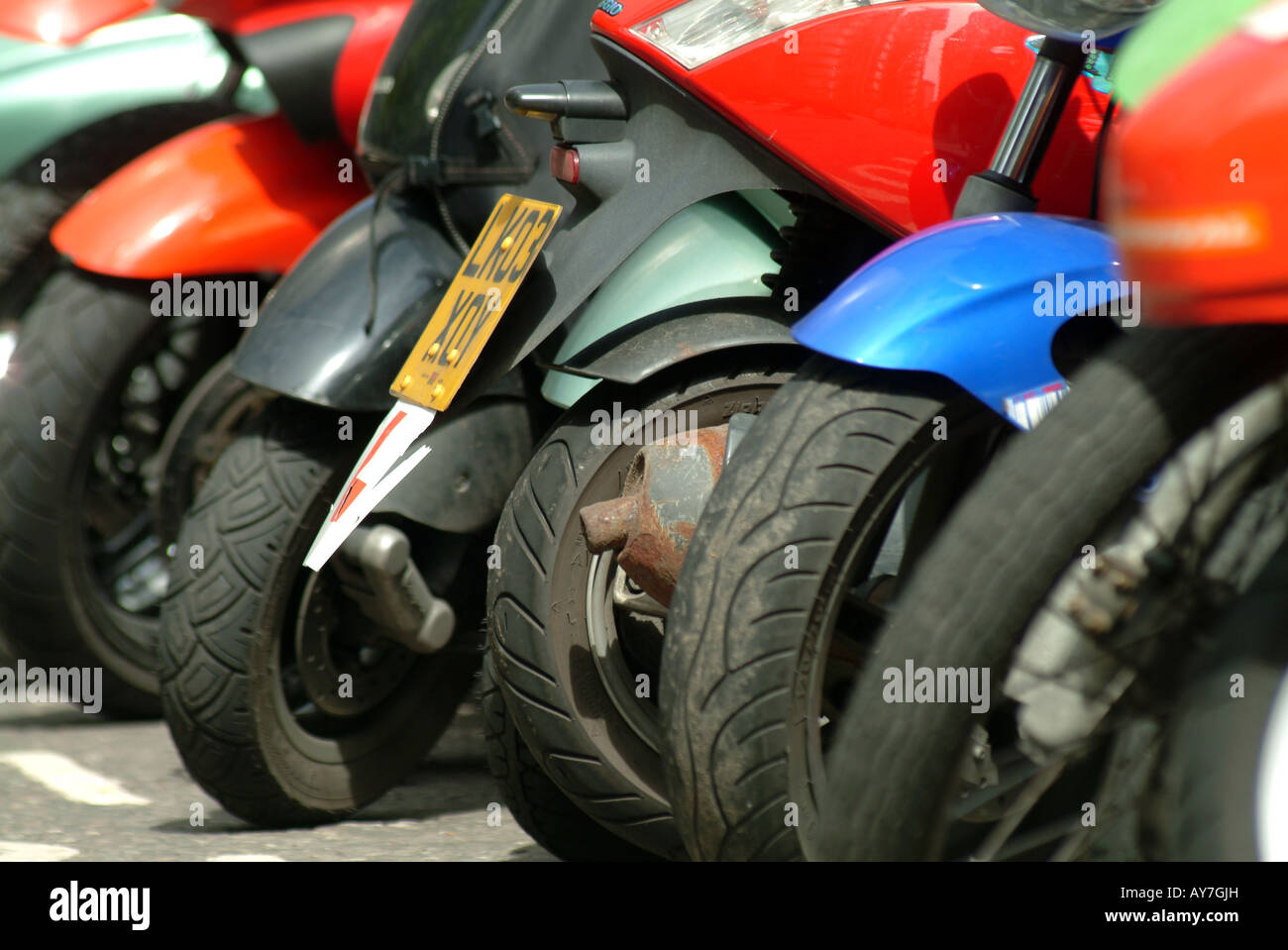 row of motorbikes Stock Photo - Alamy