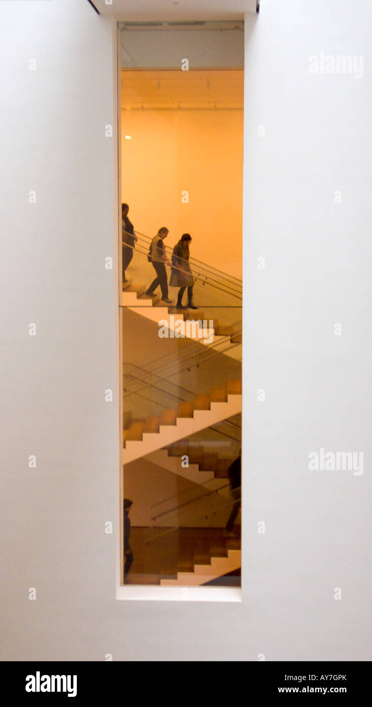 Visitors walking down the stairs in The Museum of Modern Art MoMA New ...