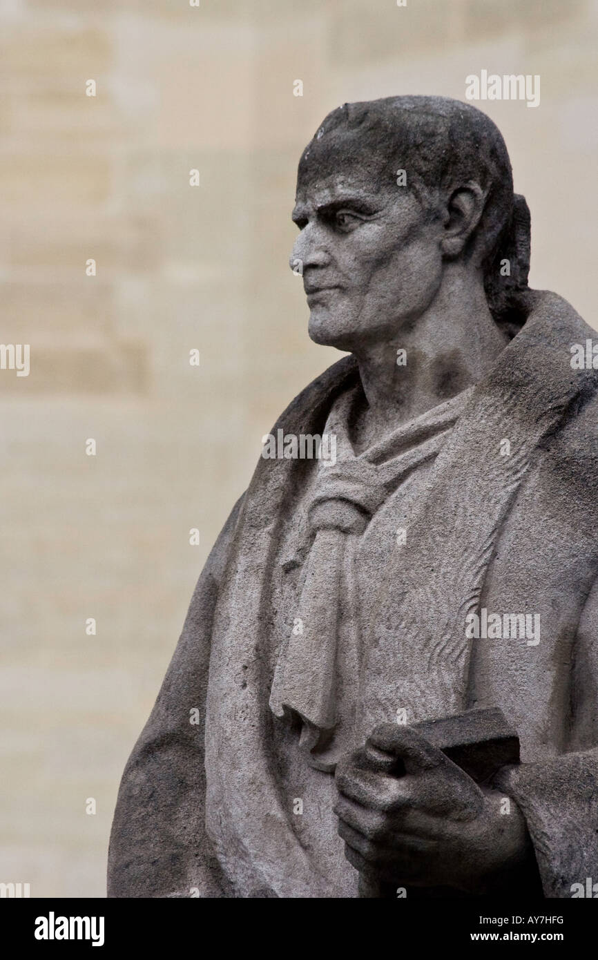 Statue of Rousseau on the Place du Pantheon just outside the Pantheon ...