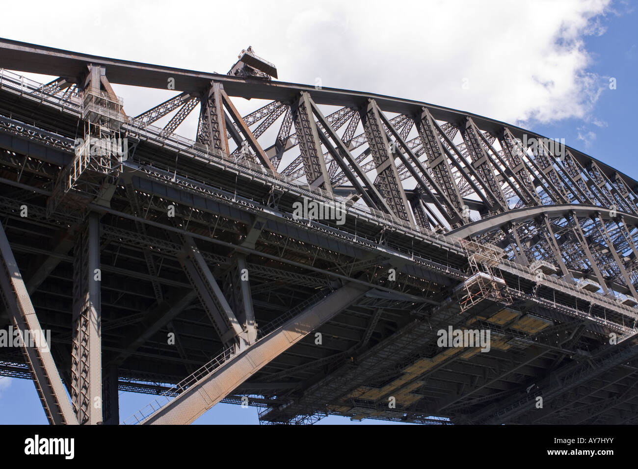 The girders and steelwork of the Sydney Harbour Bridge, taken from ...