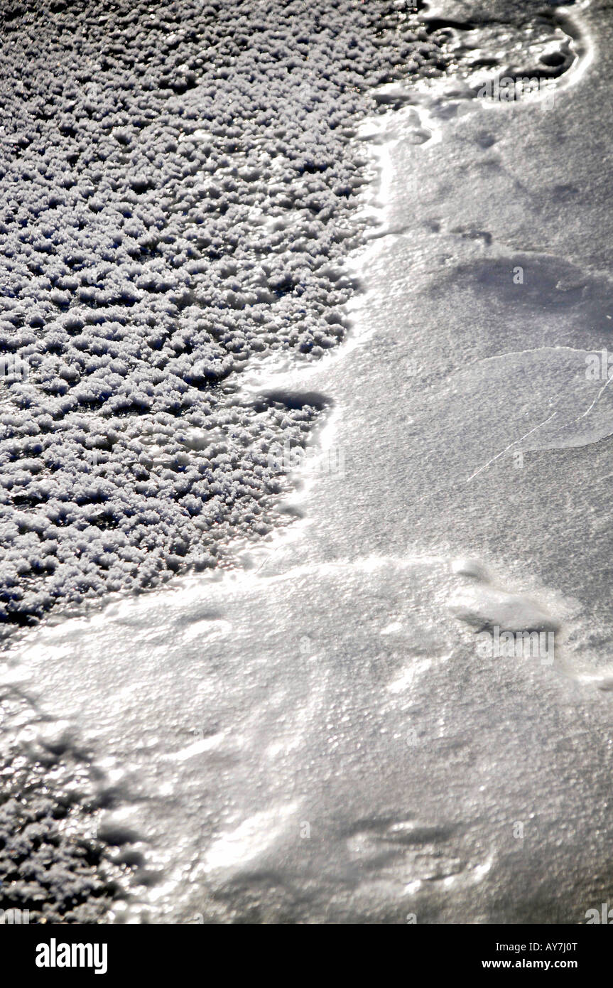 Ice and snow on a river bank.Ice, snow, cold, alien, frozen, winter ...