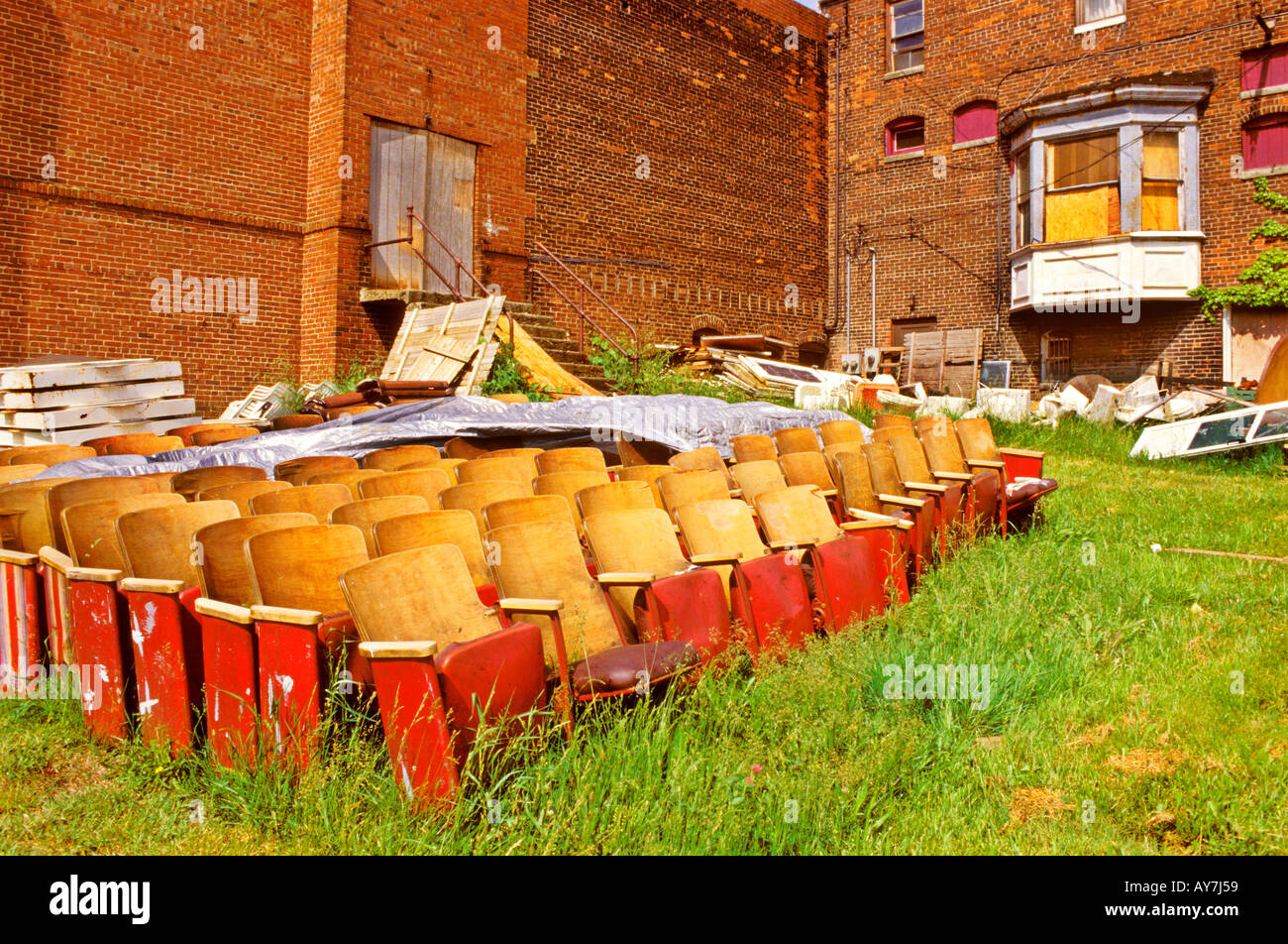 Seats from Old Movie Theatre Stock Photo - Alamy