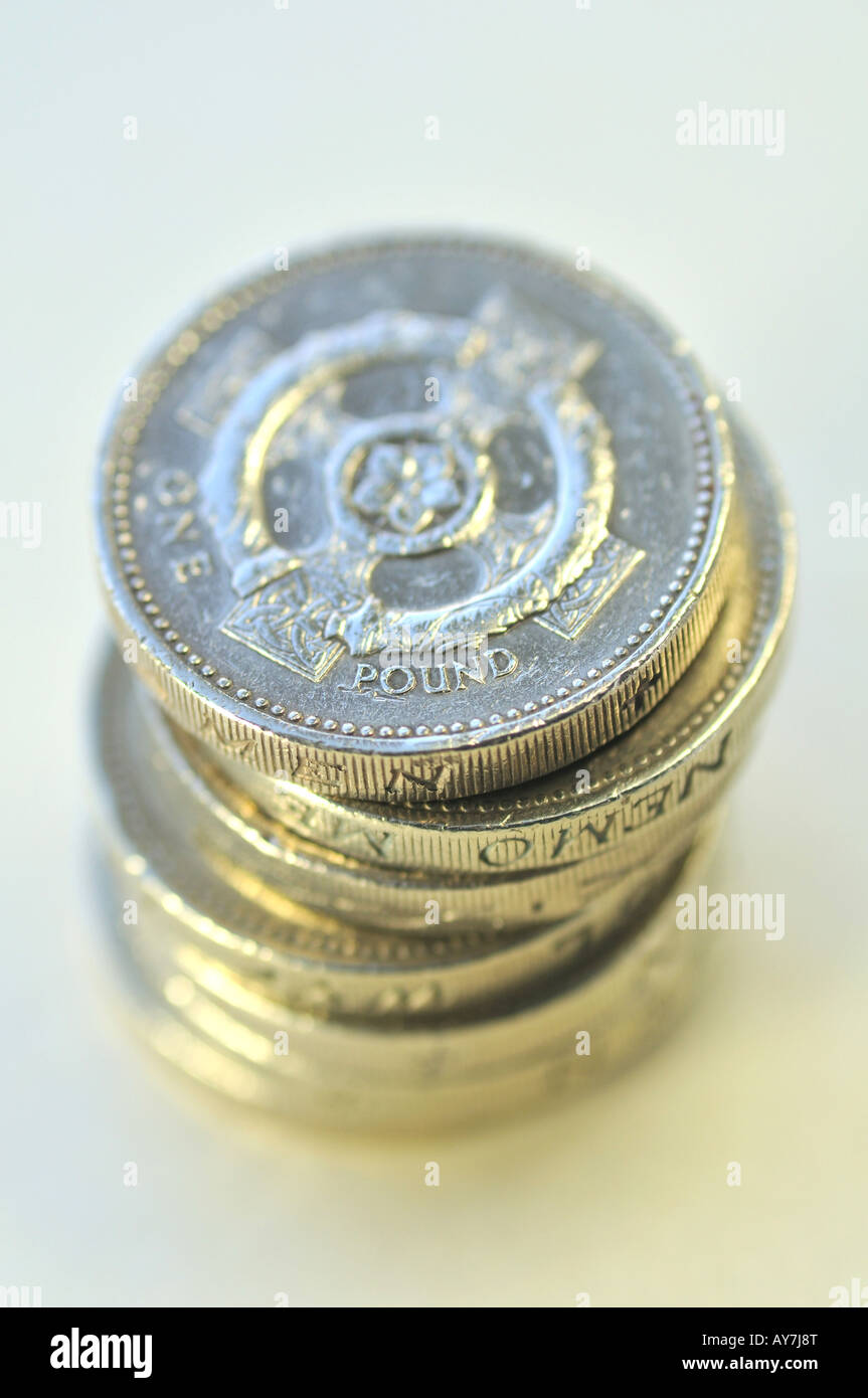 A stack of one pound coins Stock Photo - Alamy