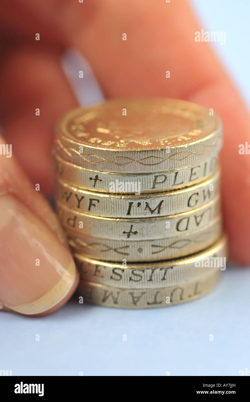 A stack of one pound coins Stock Photo - Alamy