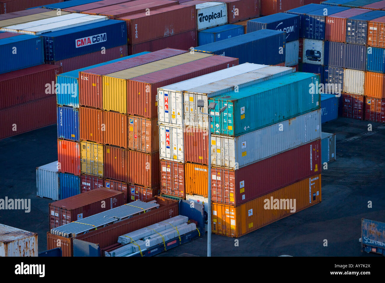 Shipping containers in St. Lucia, West Indies, Caribbean Stock Photo ...